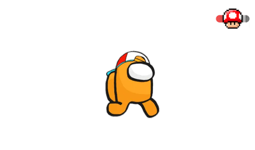 Among Us Orange Character in Colored Cap