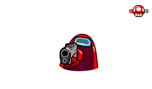 Among Us Red Character with a Gun